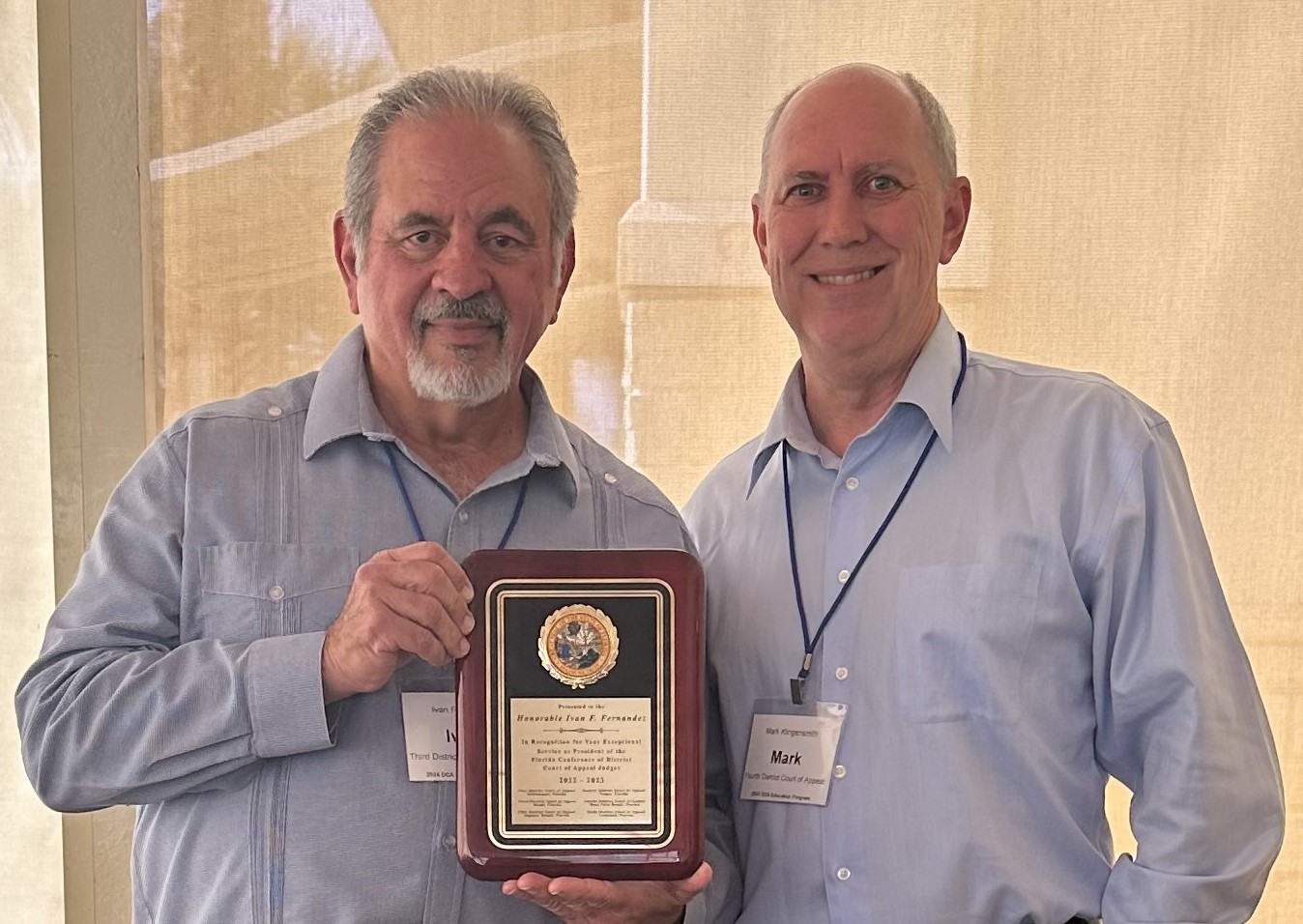 THE HONORABLE IVAN F. FERNANDEZ HONORED FOR HIS SERVICE AS PRESIDENT OF ...